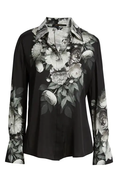 Kobi Halperin Kit Placed Floral Stretch Silk Georgette Button-up Shirt