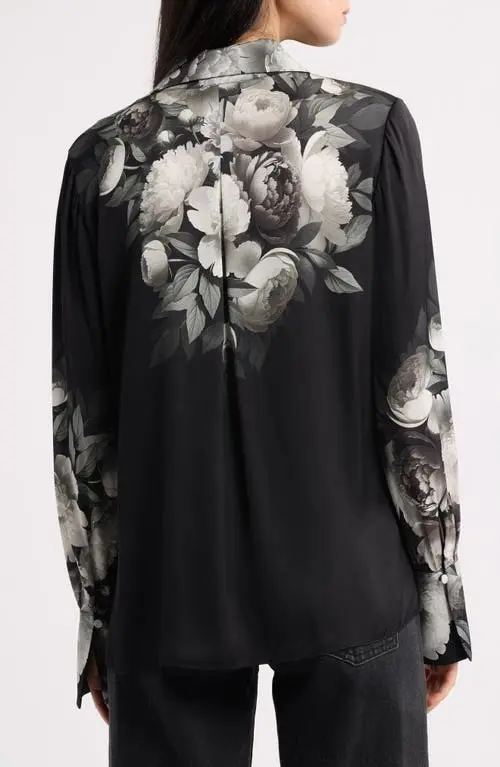 Kobi Halperin Kit Placed Floral Stretch Silk Georgette Button-up Shirt