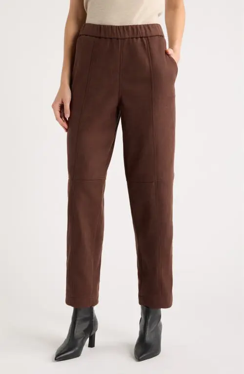 Bernardo Paneled Barrel Leg Faux Suede Pants