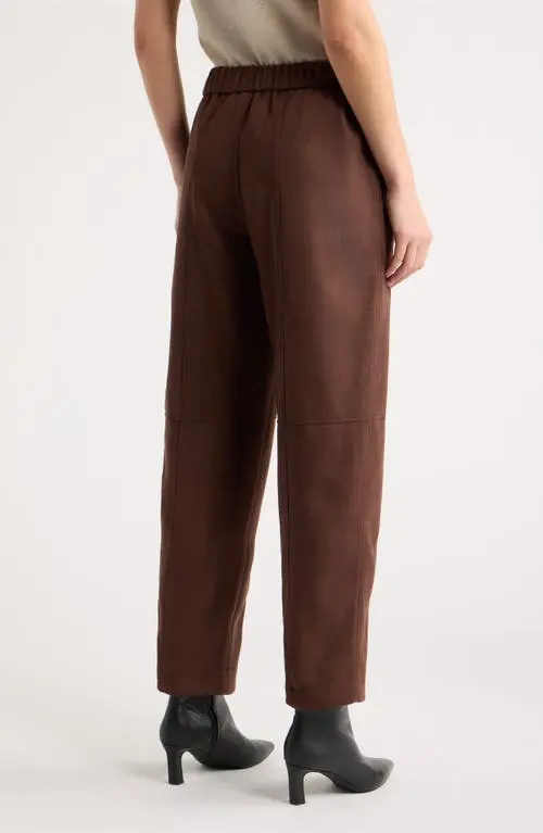 Bernardo Paneled Barrel Leg Faux Suede Pants