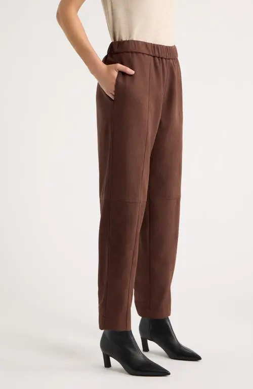 Bernardo Paneled Barrel Leg Faux Suede Pants