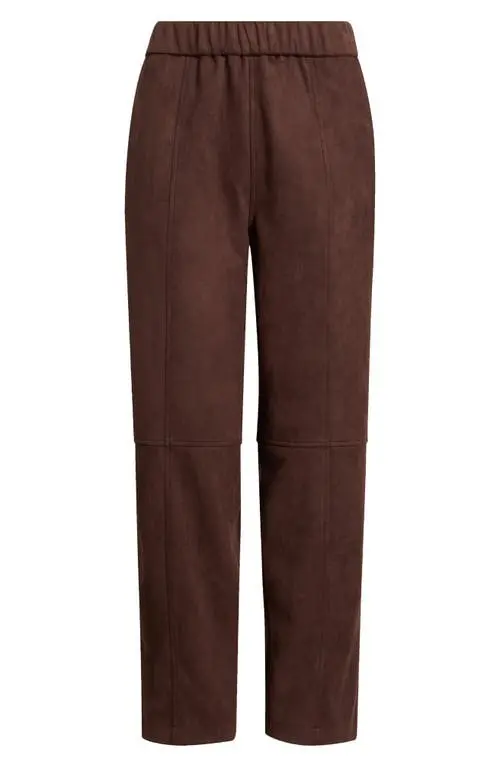 Bernardo Paneled Barrel Leg Faux Suede Pants
