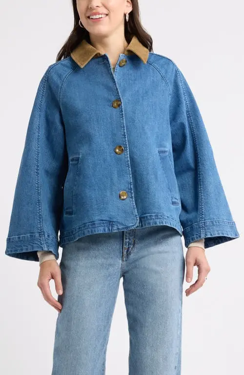 Caslon Swing Crop Denim Trench Coat