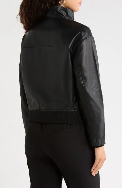 Halogen High Neck Faux Leather Bomber Jacket
