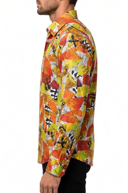 MASUTTO Marco Print Button-up Long Sleeve Shirt