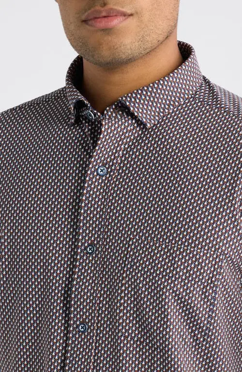 Johnston & Murphy Xc+™ Motion Microprint Knit Button-up Shirt