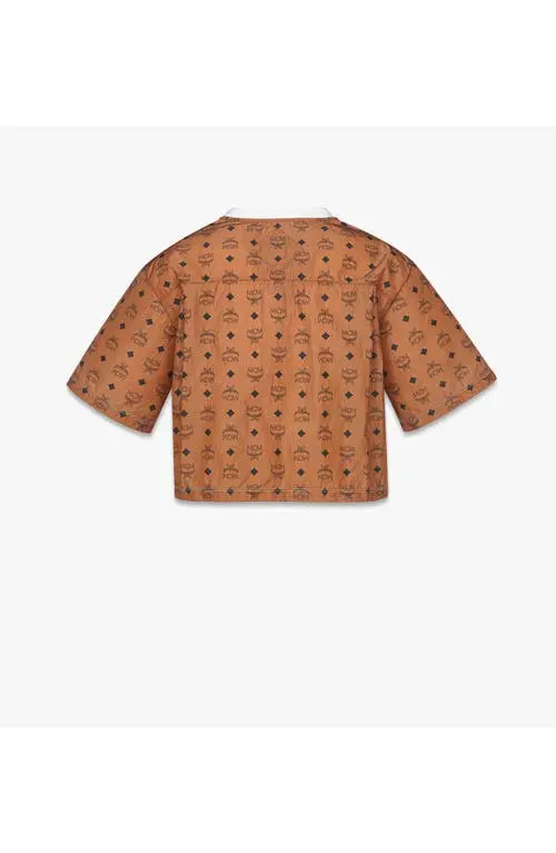 Mcm Laurel Cropped T-shirt In Cotton And Monogram Econyl