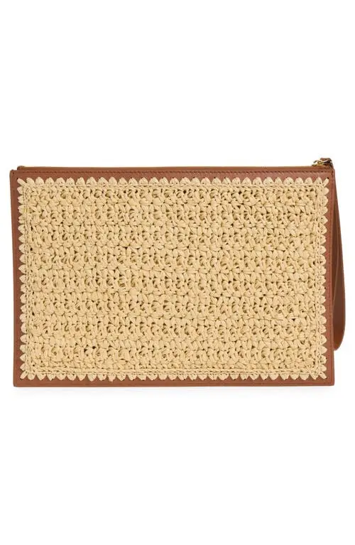 Valentino Garavani Large Crocheted Raffia Effect Flat Pouch Wristlet