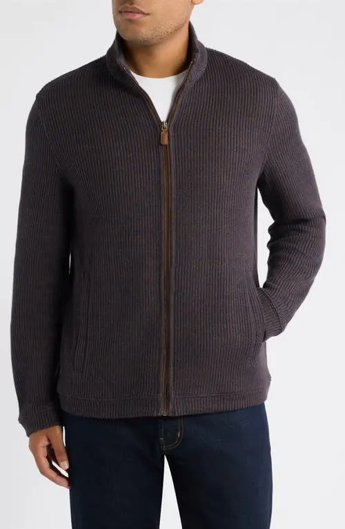 Johnston & Murphy Marled Rib Knit Zip Jacket