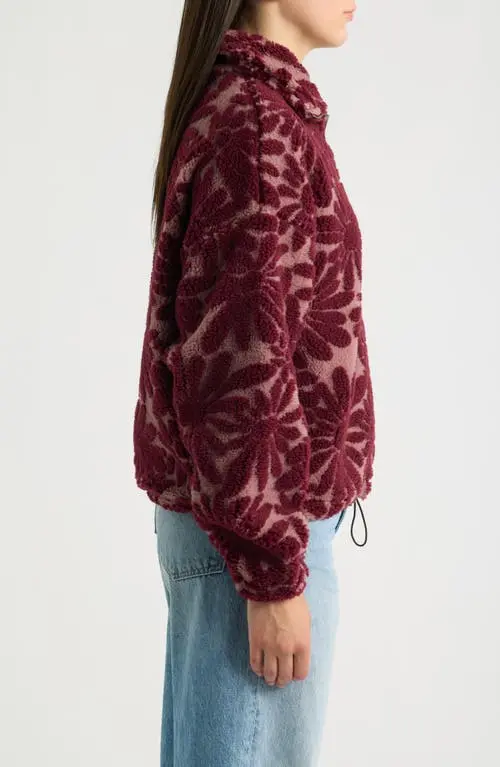 24COLOURS Floral Faux Shearling Half Zip Pullover