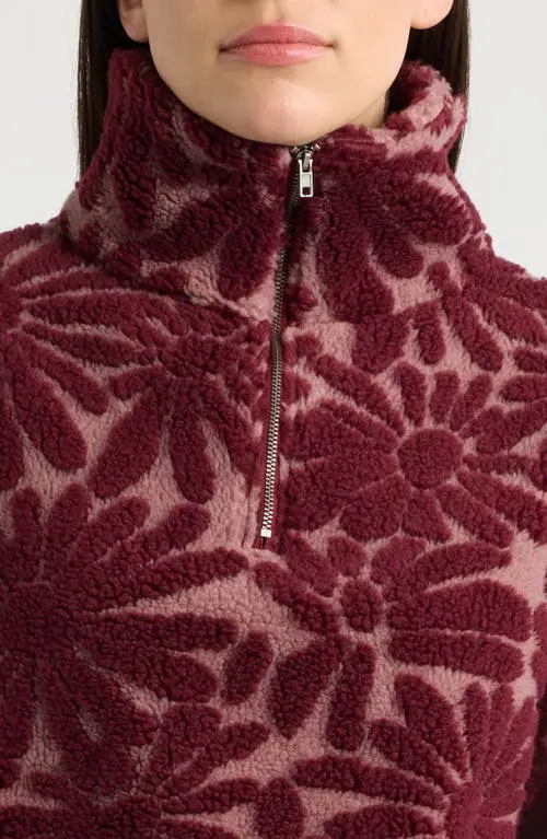24COLOURS Floral Faux Shearling Half Zip Pullover