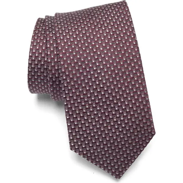 Nordstrom Kaiser Mini Silk Jacquard Tie - Burgundy