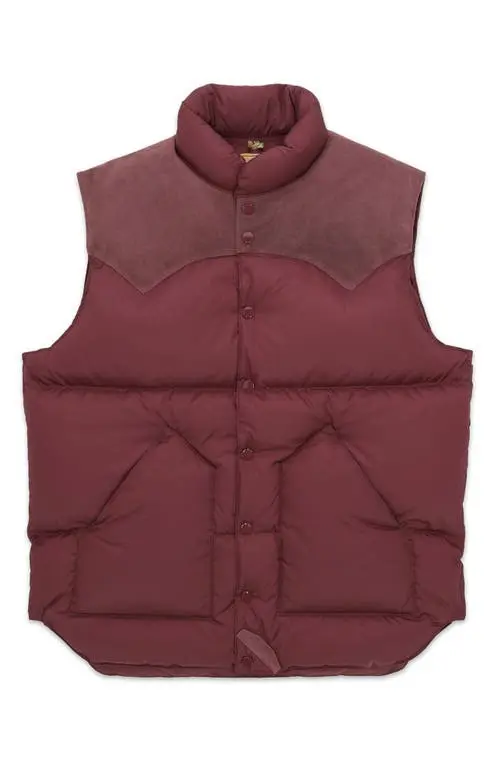 FORTELA Down Vest With Suede Yoke - Burgundy