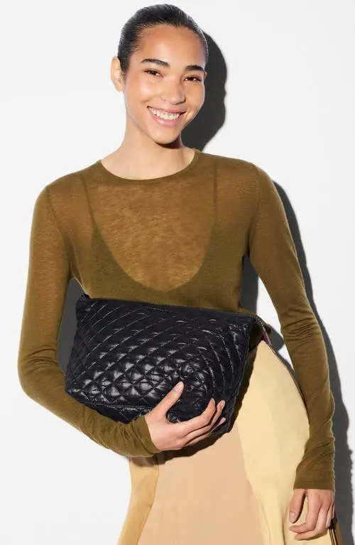 Mz Wallace Large Zoey Quilted Nylon Cosmetics Case