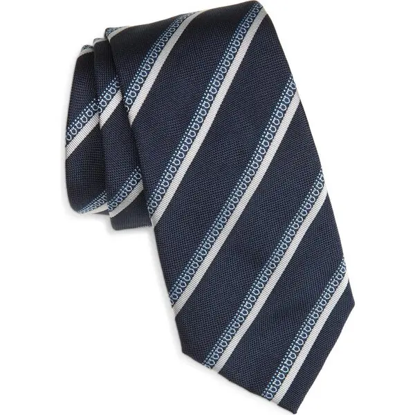 FERRAGAMO Cinia Silk Tie - Blu Scuro