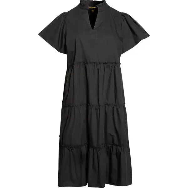 SUGARLIPS Noelle Split Neck Tiered Cotton Dress