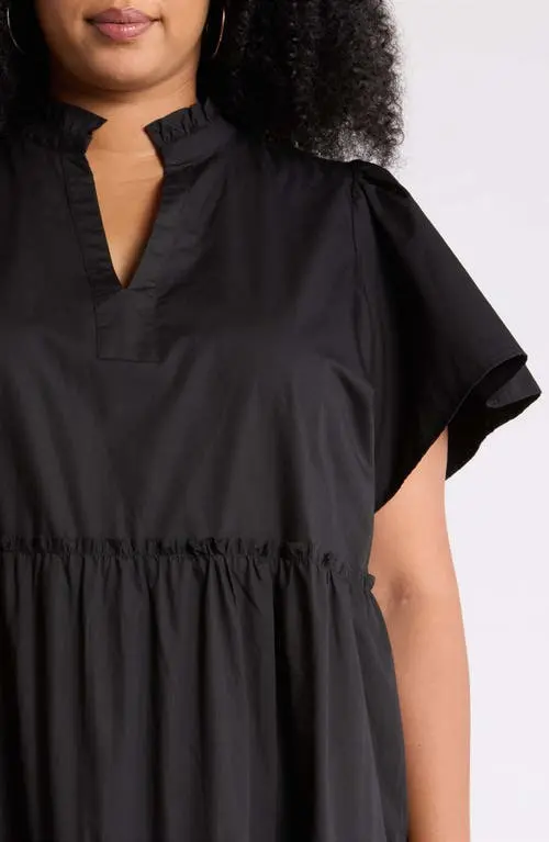 SUGARLIPS Noelle Split Neck Tiered Cotton Dress