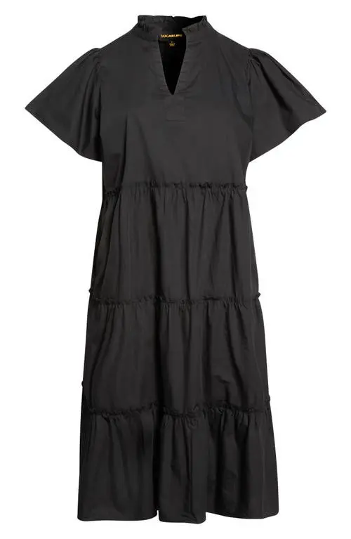 SUGARLIPS Noelle Split Neck Tiered Cotton Dress