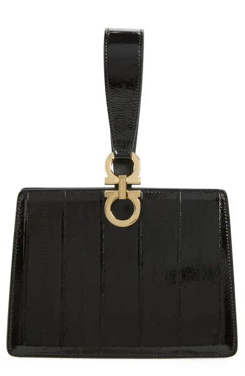 FERRAGAMO Double Gancio Patent Leather Clutch