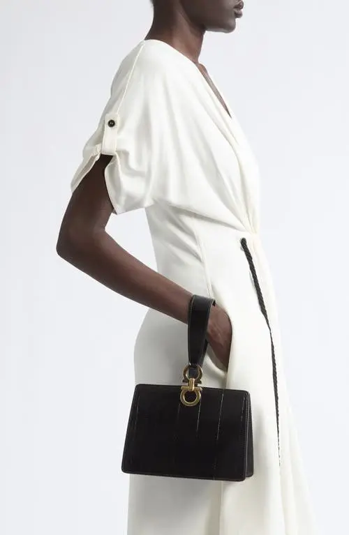 FERRAGAMO Double Gancio Patent Leather Clutch