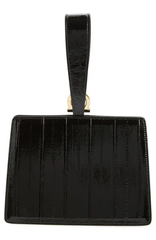 FERRAGAMO Double Gancio Patent Leather Clutch