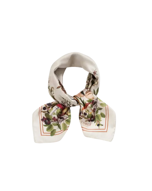 FABLE ENGLAND Orla Mushroom Small Square Scarf - Ivory