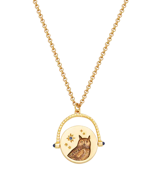 FABLE ENGLAND Owl Spinner Necklace