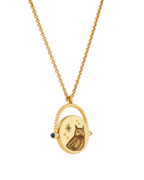 FABLE ENGLAND Owl Spinner Necklace