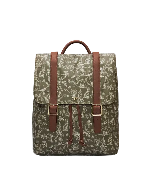 FABLE ENGLAND Flora Orla Scene Print Backpack - Khaki