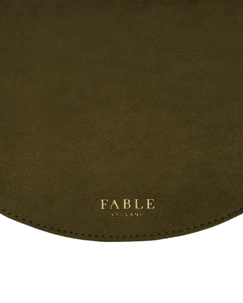 FABLE ENGLAND Charlotte Meadow Scene Embroidered Faux Suede Saddle Purse