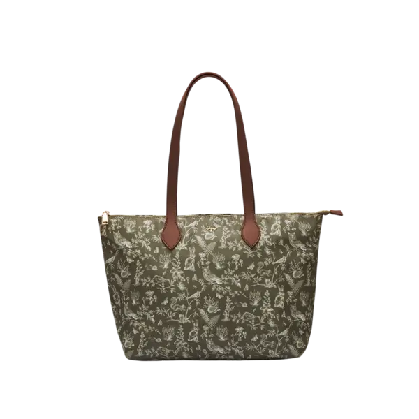 FABLE ENGLAND Edith Orla Scene Print Tote Purse - Khaki