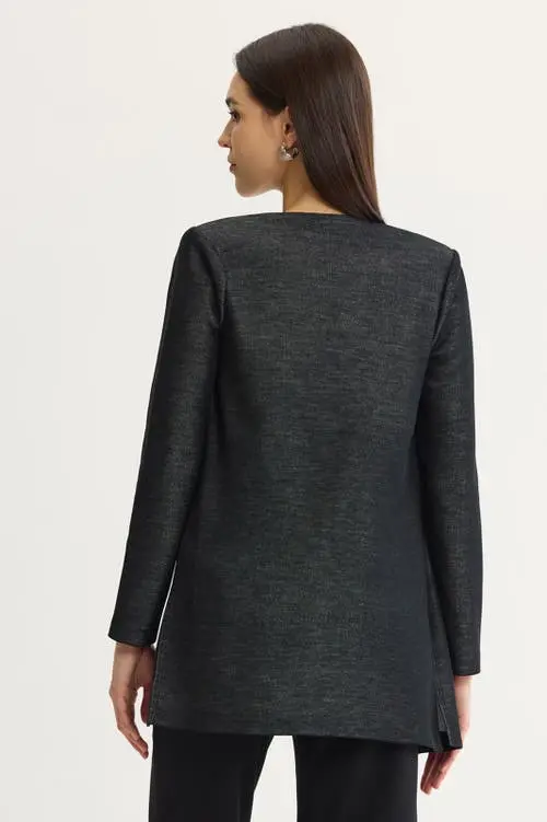 Ming Wang Filigree Jacquard Knit Jacket