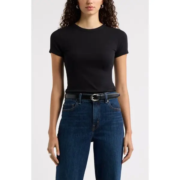 Nordstrom Ribbed Crewneck T-shirt - Black