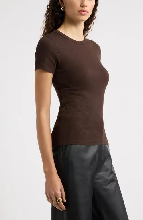 Nordstrom Ribbed Crewneck T-shirt - Brown Mole