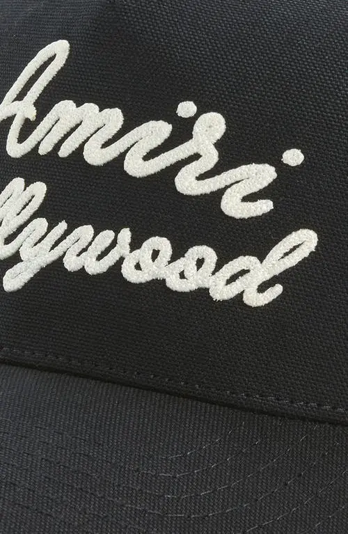 Amiri Logo Cotton Canvas Snapback Baseball Cap - Black