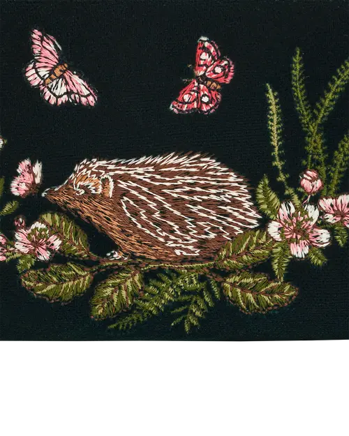 FABLE ENGLAND Hedgehog Velvet Embroidered Small Wallet