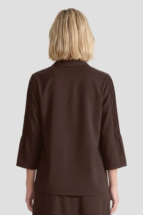 Ming Wang Flare Sleeve Faux Suede Blouse