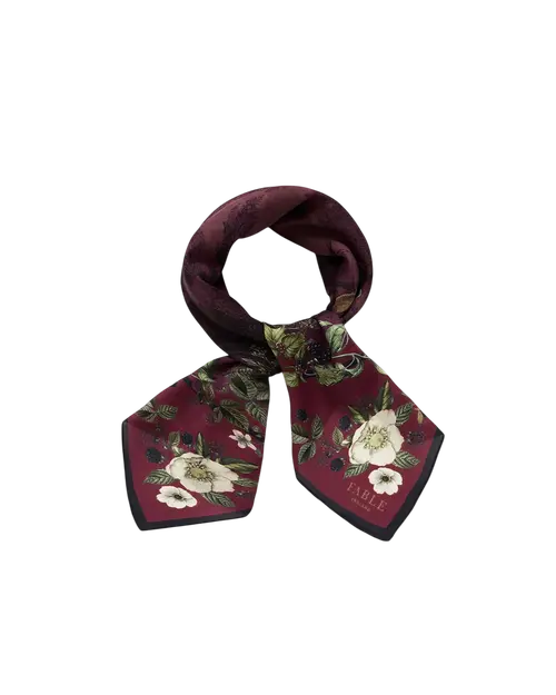 FABLE ENGLAND Orla Narrative Medium Square Scarf - Burgundy