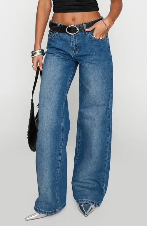 Princess Polly On Sunset Straight Leg Jeans - Dark Wash