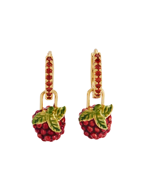 FABLE ENGLAND Orla Raspberry Huggie Earrings