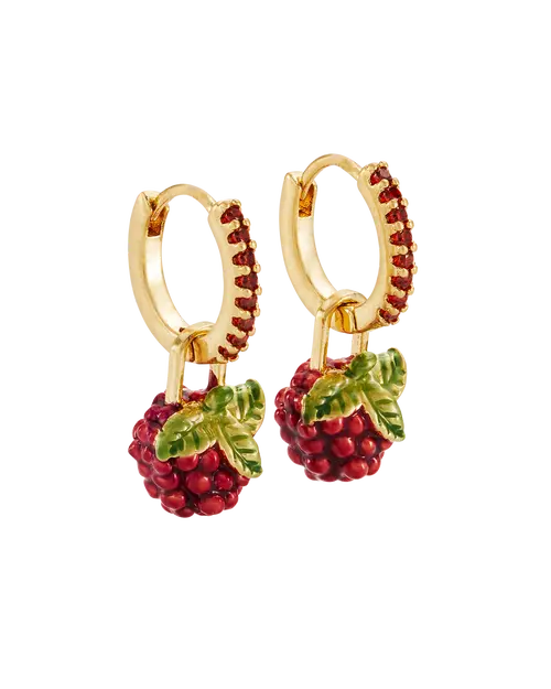 FABLE ENGLAND Orla Raspberry Huggie Earrings