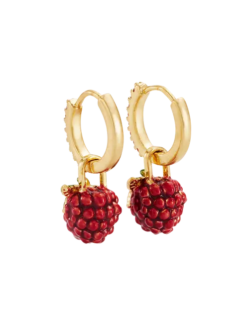 FABLE ENGLAND Orla Raspberry Huggie Earrings