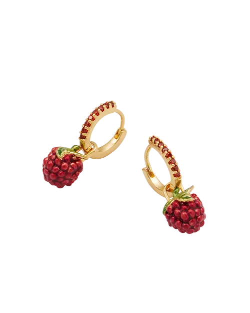 FABLE ENGLAND Orla Raspberry Huggie Earrings