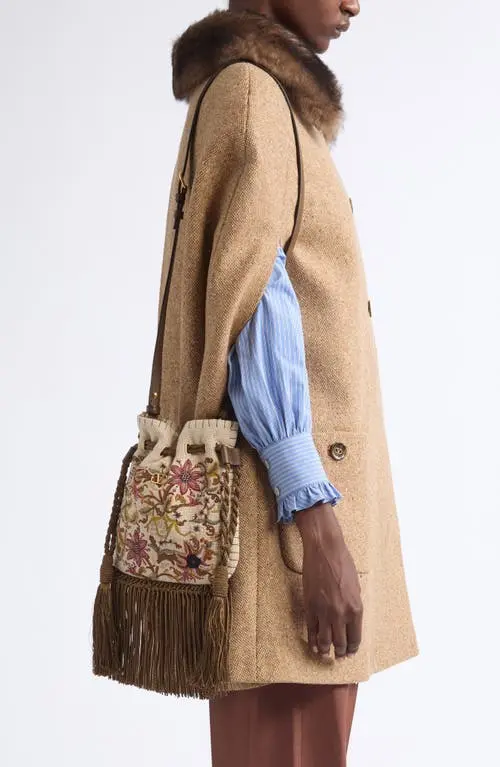 Valentino Garavani Small Nellcôte Fringe Embroidered Bag
