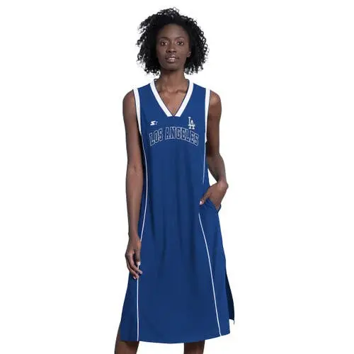 STARTER Los Angeles Dodgers Line Up Sneaker Sleeveless Maxi Dress - Royal