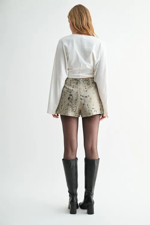 JEMINA DENIM High-rise Printed Denim Skort
