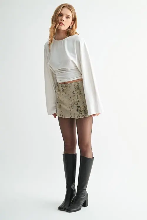 JEMINA DENIM High-rise Printed Denim Skort