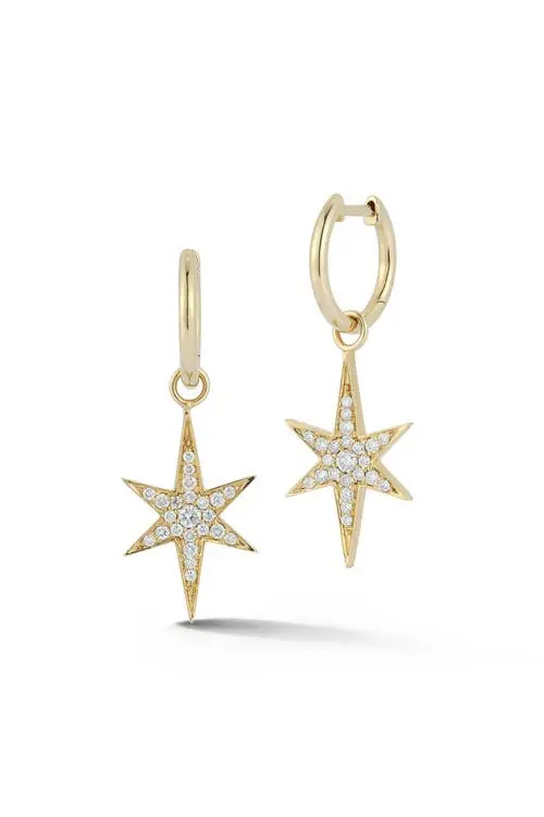 STORROW Stella Huggies With Diamonds - Yellow Gold