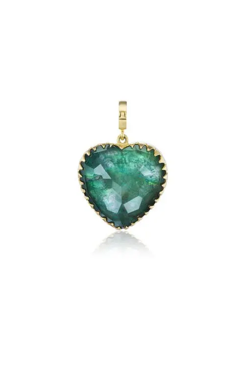 CHRISTINA ALEXIOU Small Heart Charm - Green Labradorite