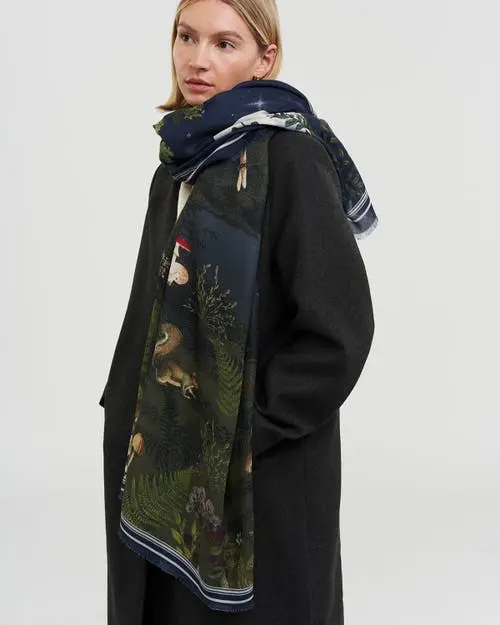 FABLE ENGLAND Woodland Meadow Large Rectangle Scarf